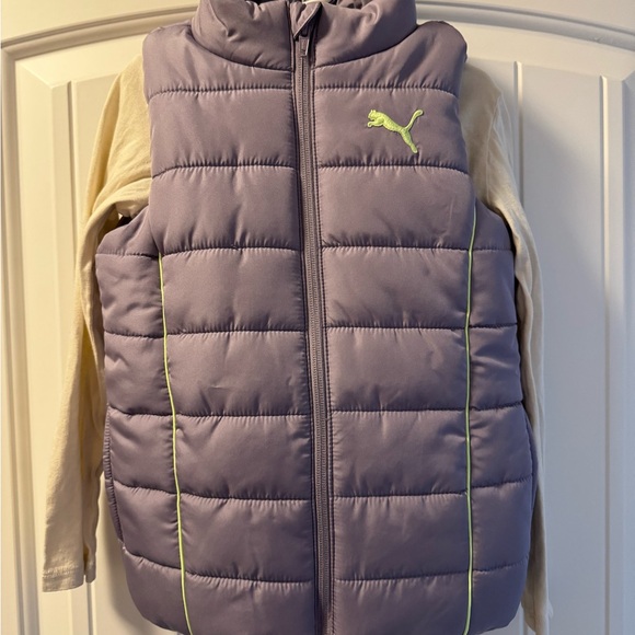 Puma | Jackets & Coats | Puma Purple Puffer Vest With Lime Accents ...